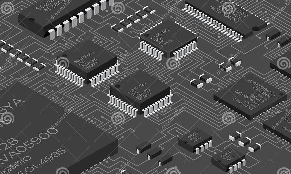Isometric Electronic Board. Isometric Printed Circuit Board with ...