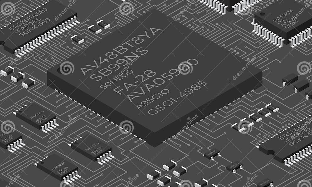 Isometric Electronic Board. Isometric Printed Circuit Board with ...