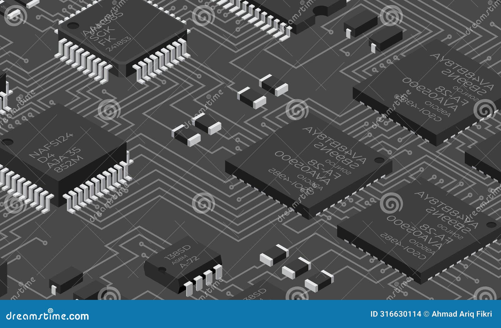 Isometric Electronic Board. Isometric Printed Circuit Board with ...