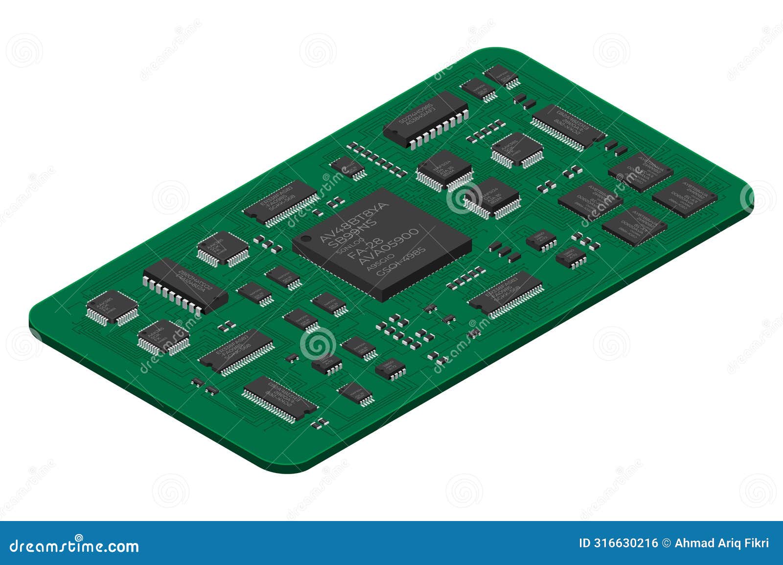 Isometric Electronic Board. Isometric Printed Circuit Board with ...