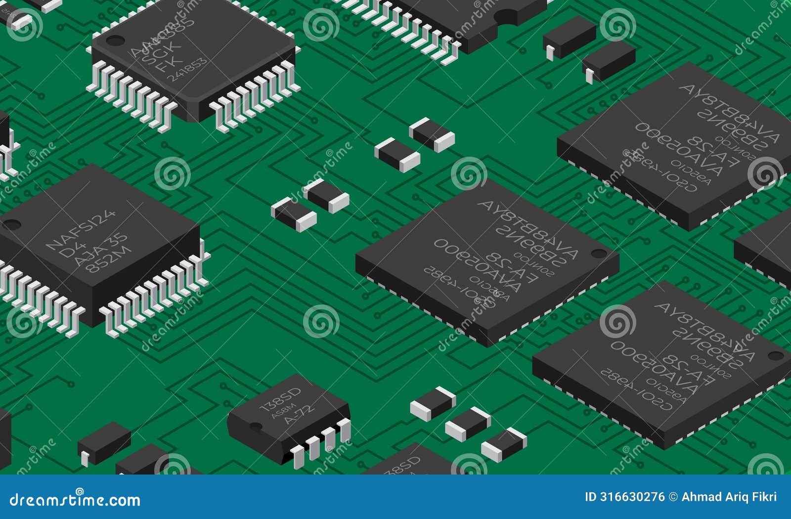 Isometric Electronic Board. Isometric Printed Circuit Board with ...
