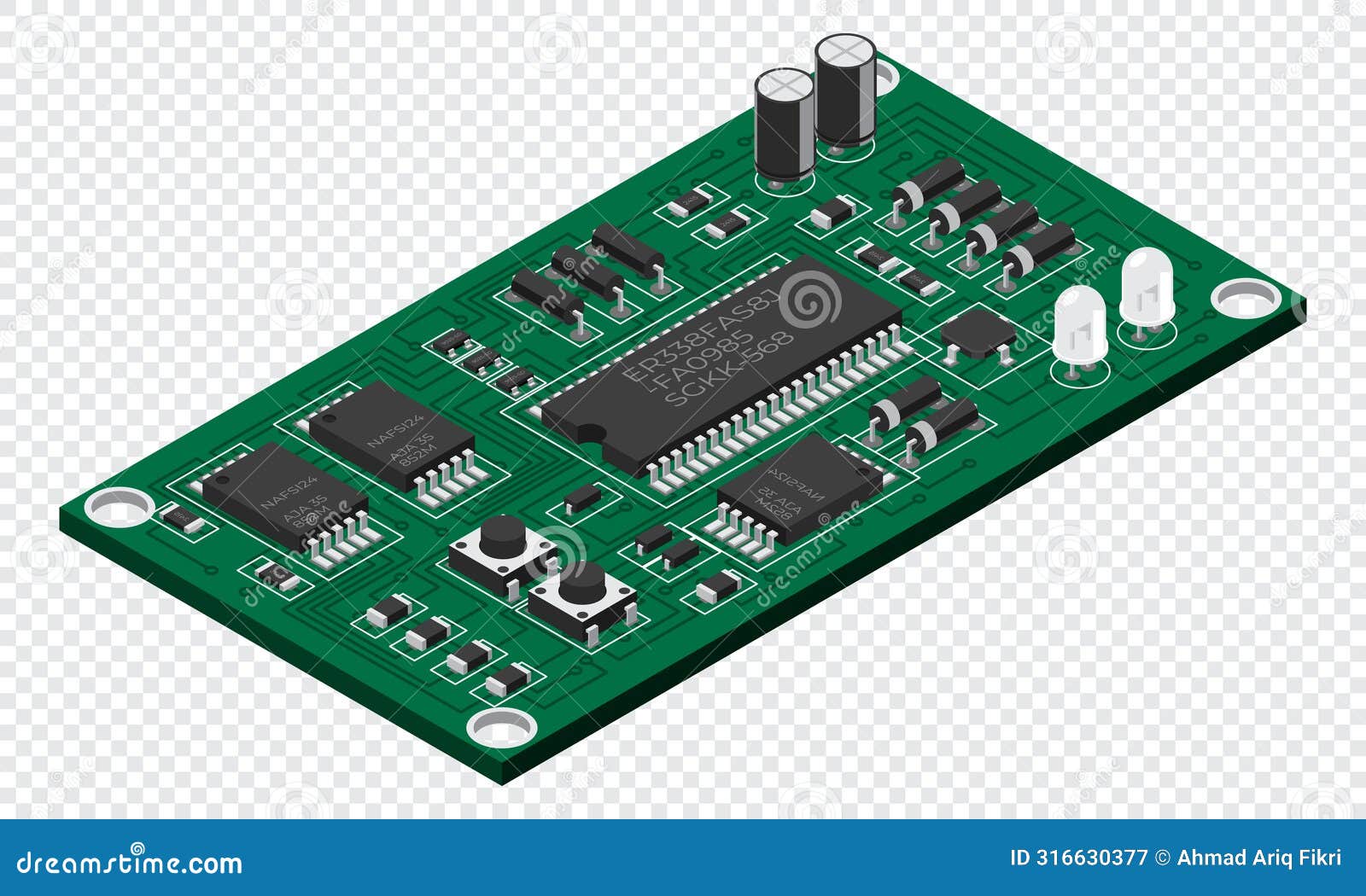 Isometric Electronic Board. Isometric Printed Circuit Board with ...