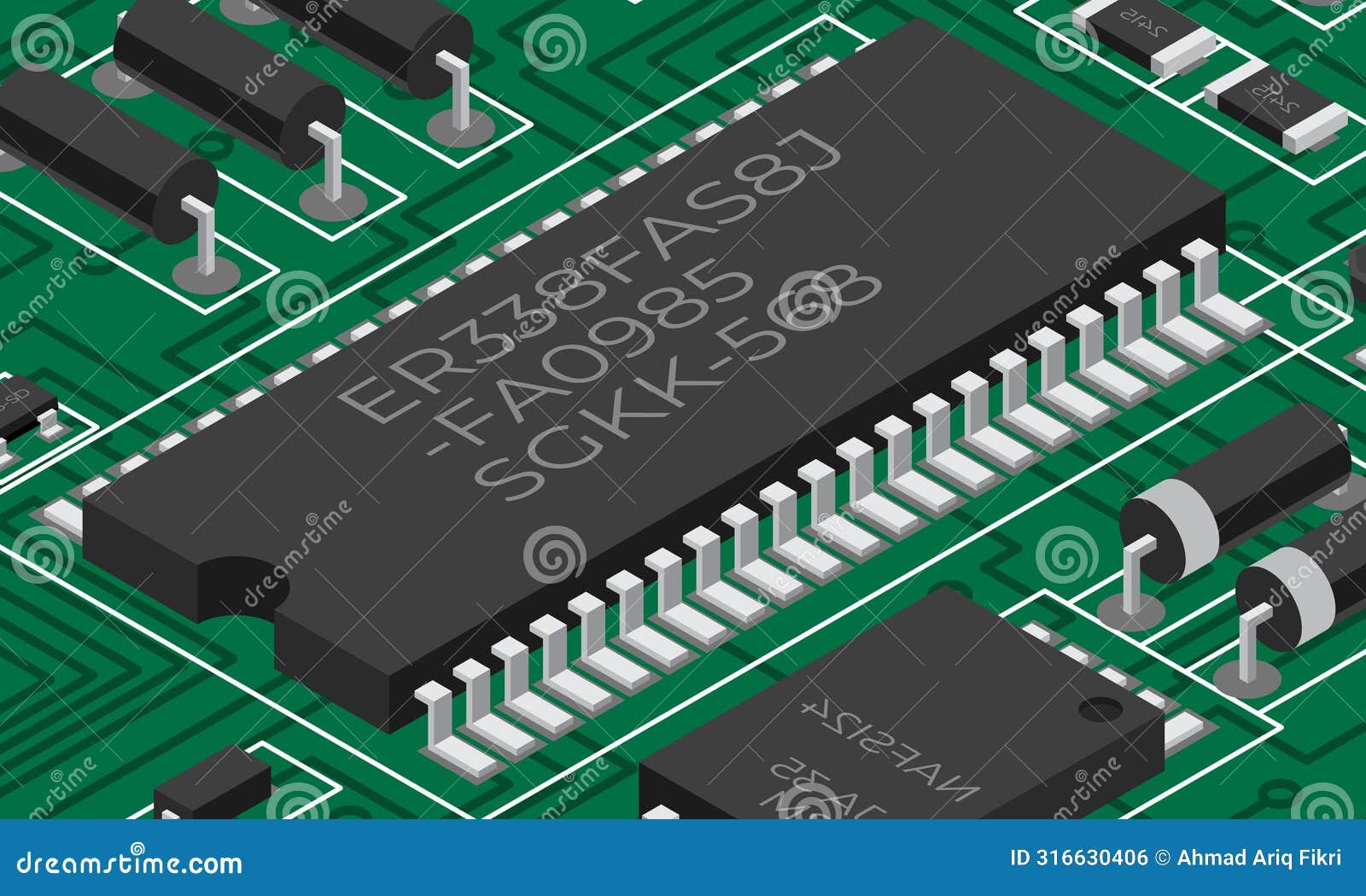 Isometric Electronic Board. Isometric Printed Circuit Board with ...