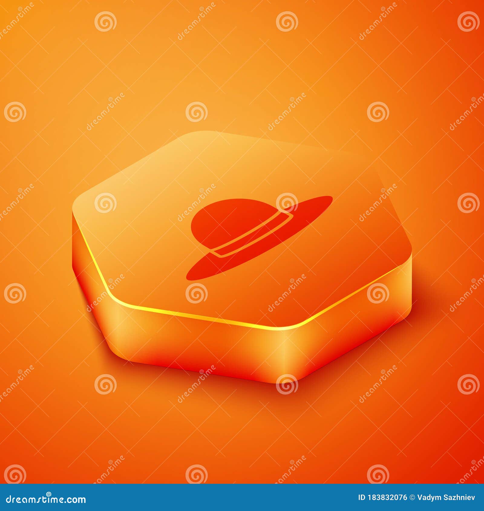 Isometric Elegant Women Hat Icon Isolated on Orange Background. Orange ...