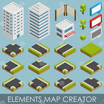 Isometric Elements Map Creator Stock Vector - Illustration of mapping ...