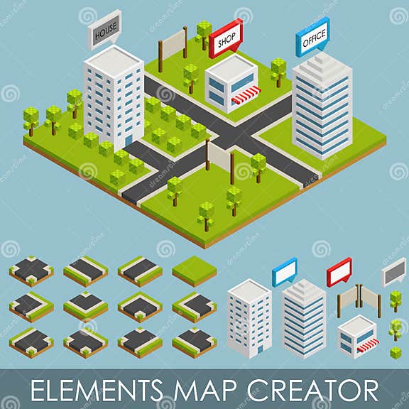 Isometric Elements Map Creator Stock Vector - Illustration of business ...
