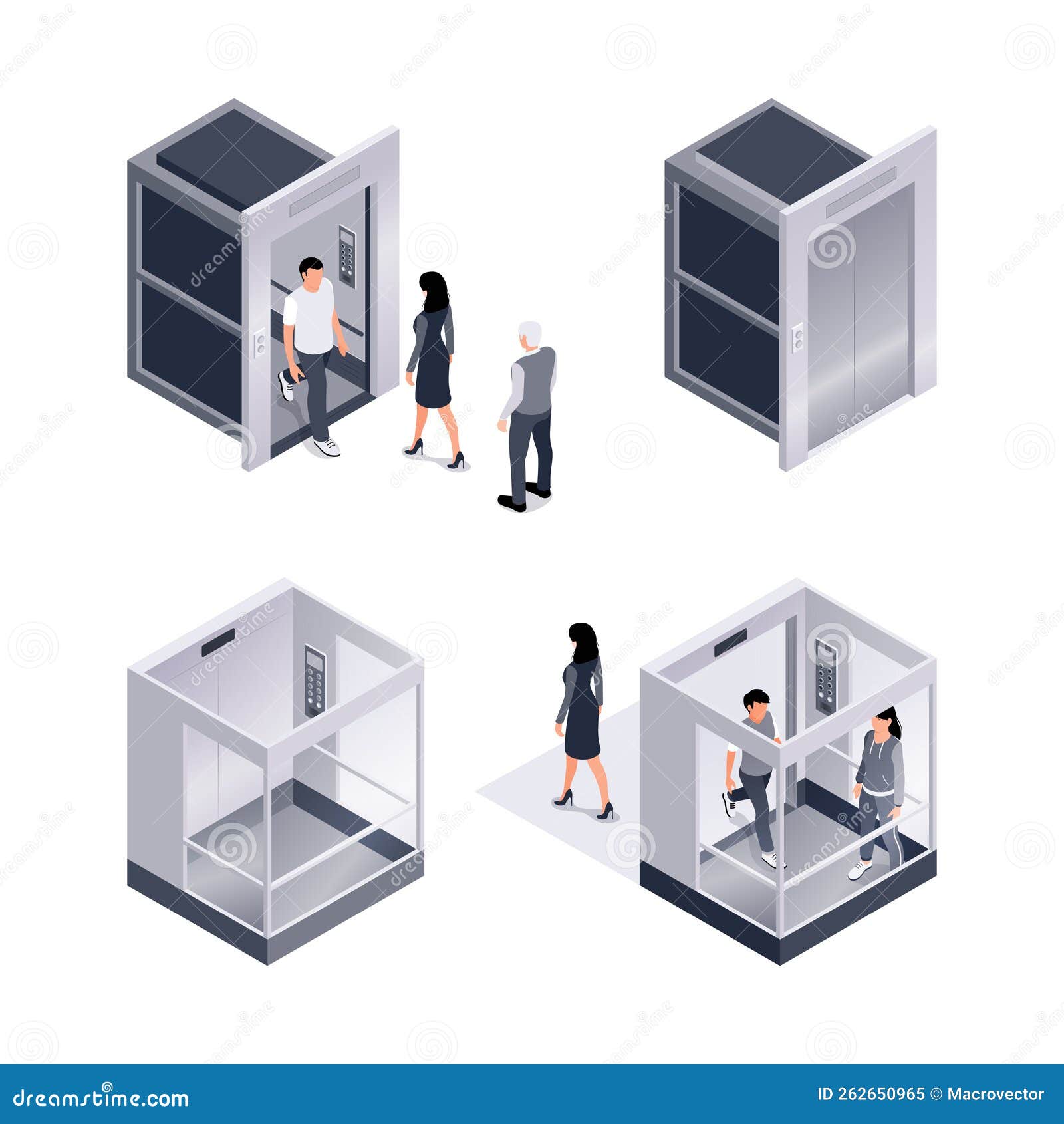 Set Isometric Elevator For Disabled, X-ray Shots And IV Bag Icon ...
