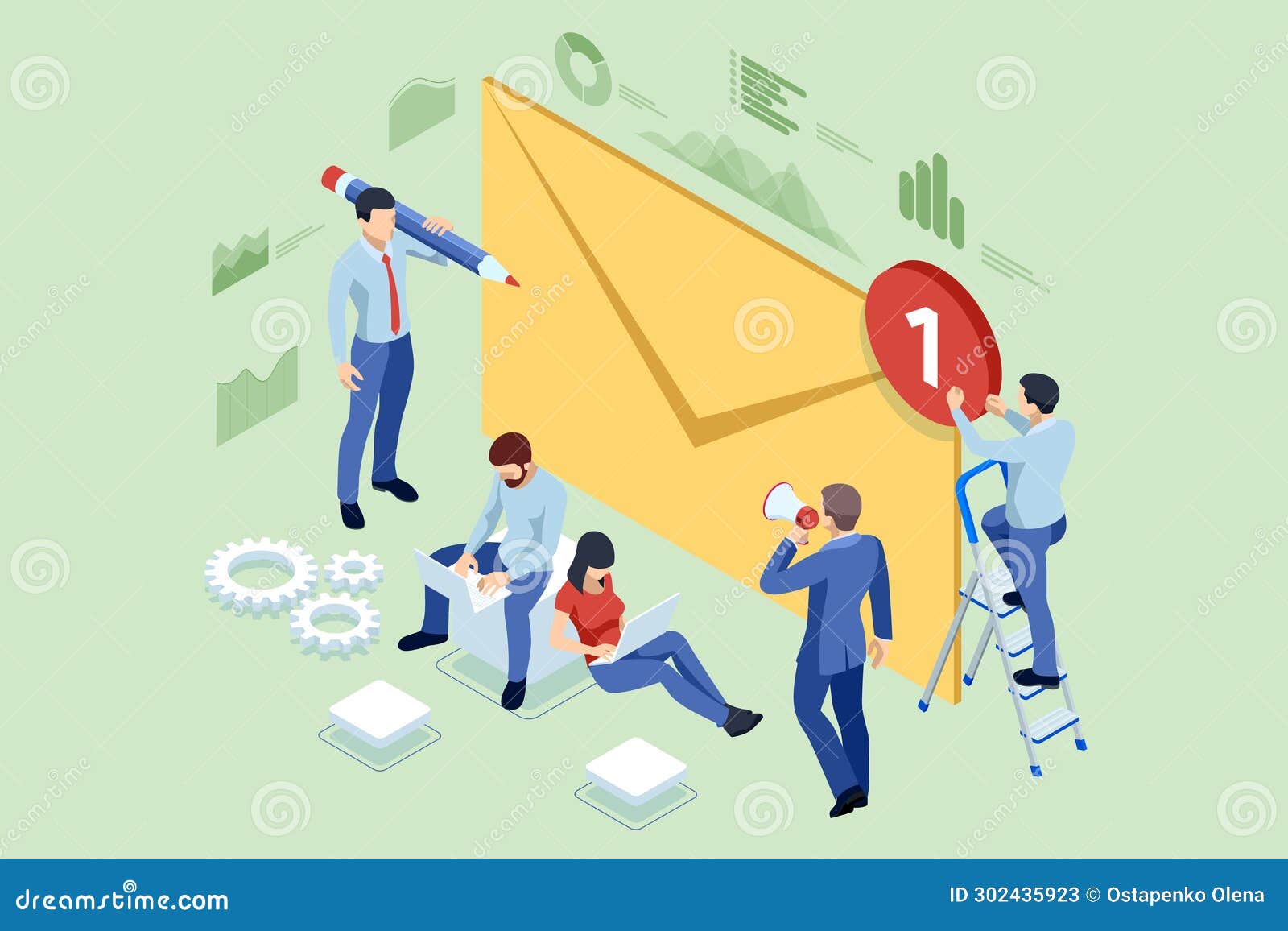 Isometric Email, Message and Communication. Mail Communication ...