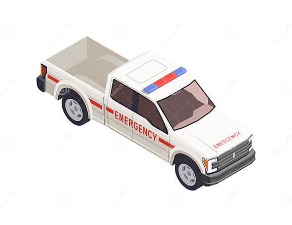 Isometric Emergency Car stock vector. Illustration of service - 254380535