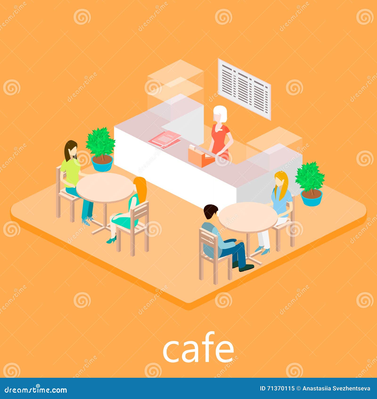 Empty Cafe Interior. Coffee Shop With White Bar Counter, Shelves And ...