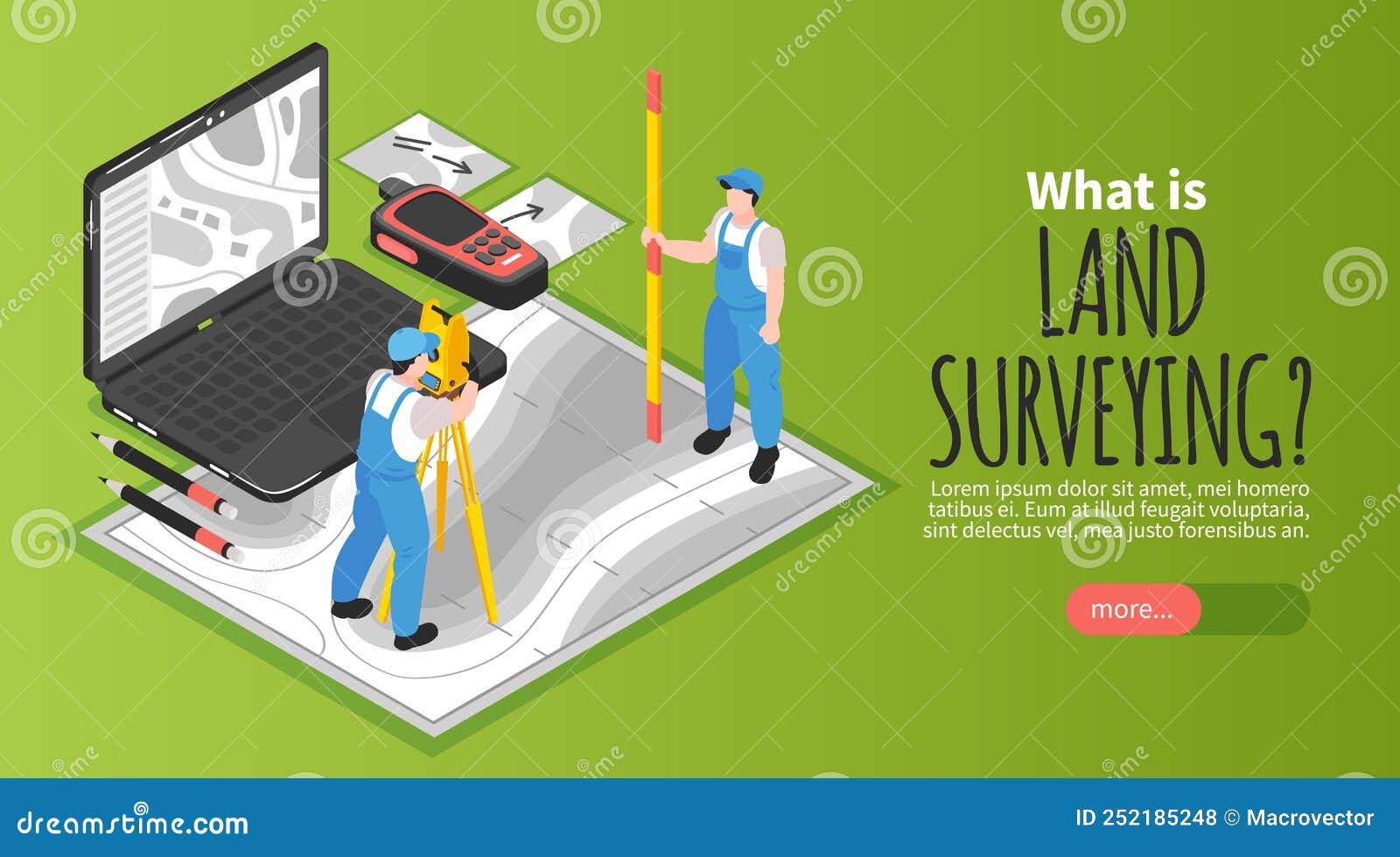 Isometric Engineer Surveyor Banner Stock Vector - Illustration of ...