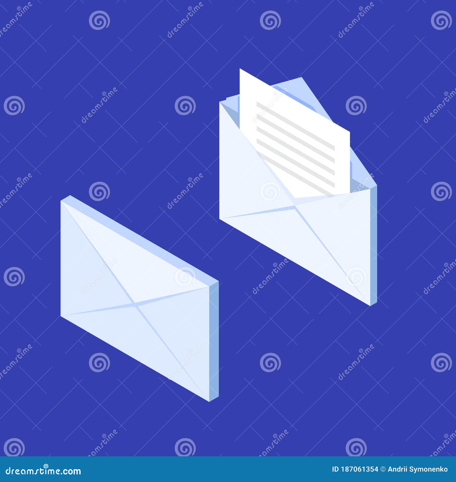 Isometric Envelope Icon. Get E-mail Concept, Notification, New Message ...