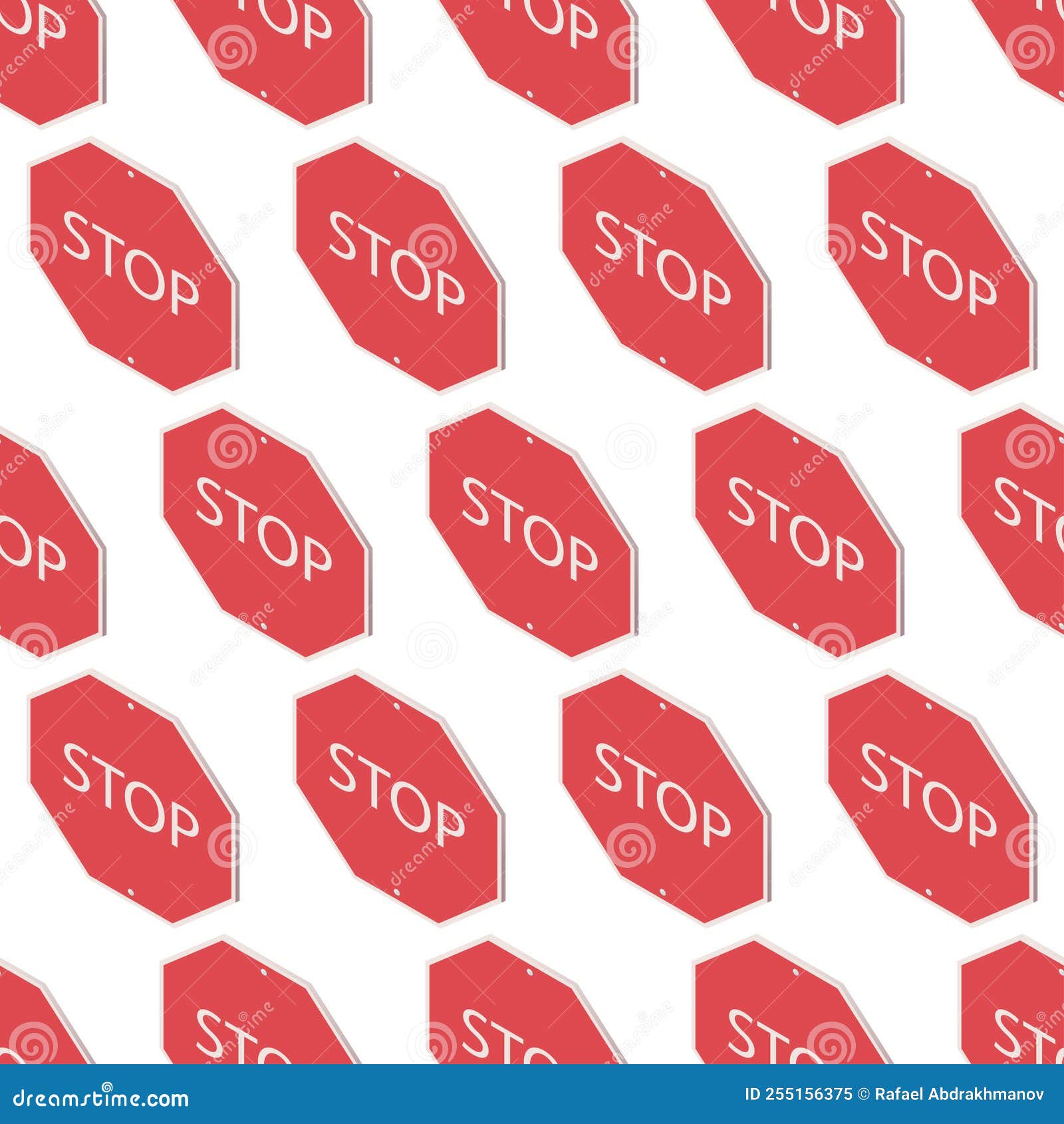 Isometric Eps 10 Vector Road Red Stop Signs Seamless Pattern Stock ...