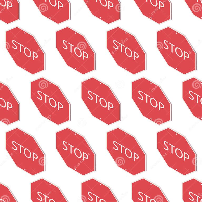 Isometric Eps 10 Vector Road Red Stop Signs Seamless Pattern Stock ...