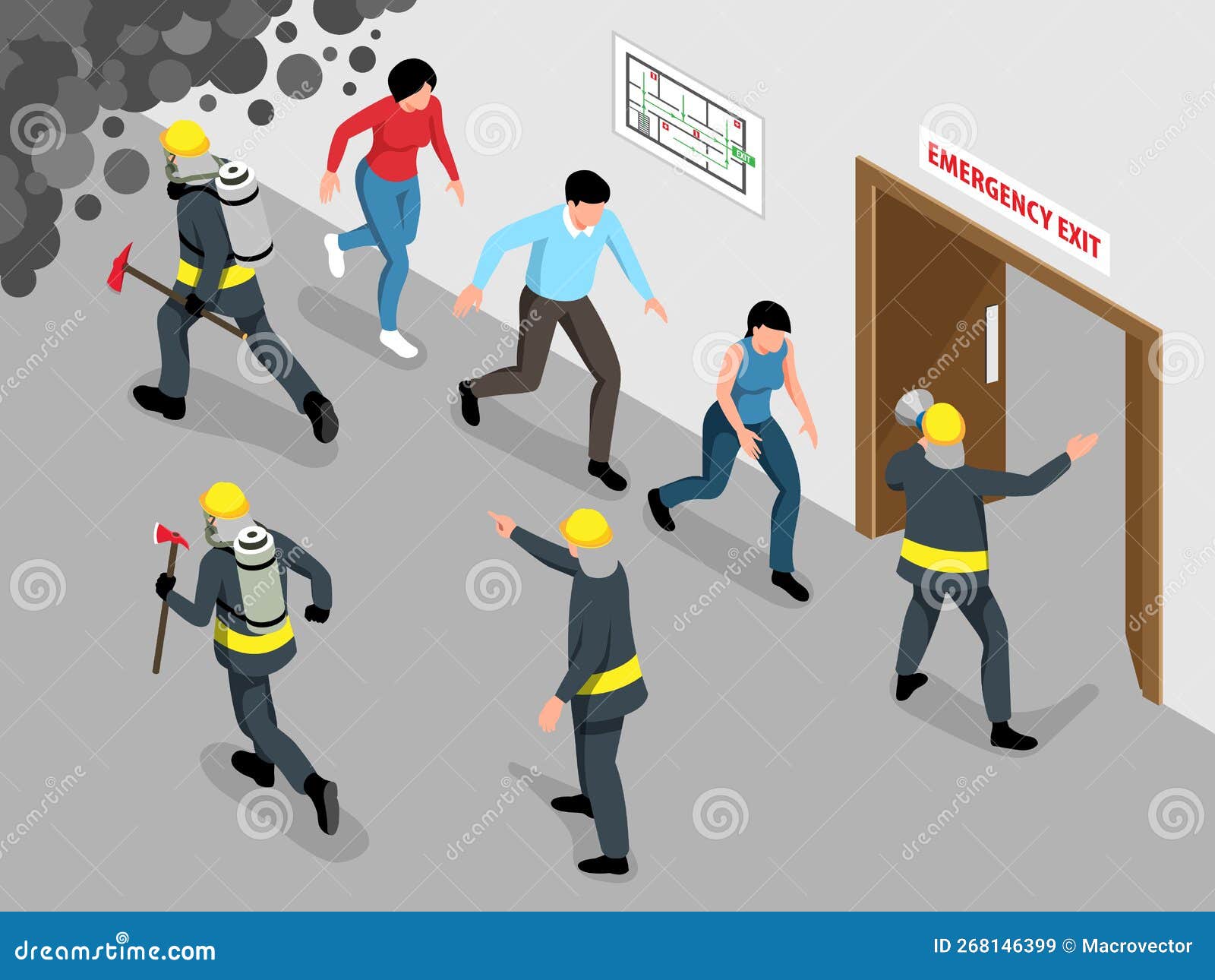 Isometric Evacuation Infographics Vector Illustration | CartoonDealer ...