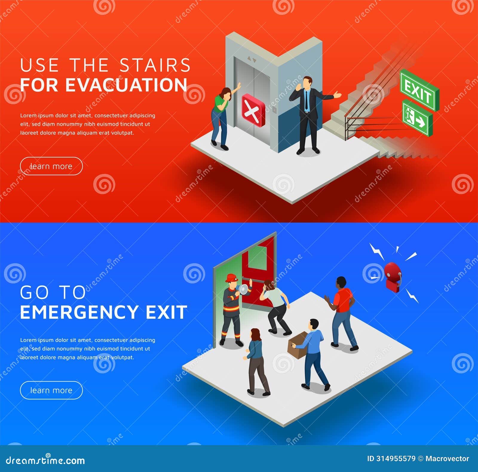 Car Evacuation Horizontal Banners Cartoon Vector | CartoonDealer.com ...
