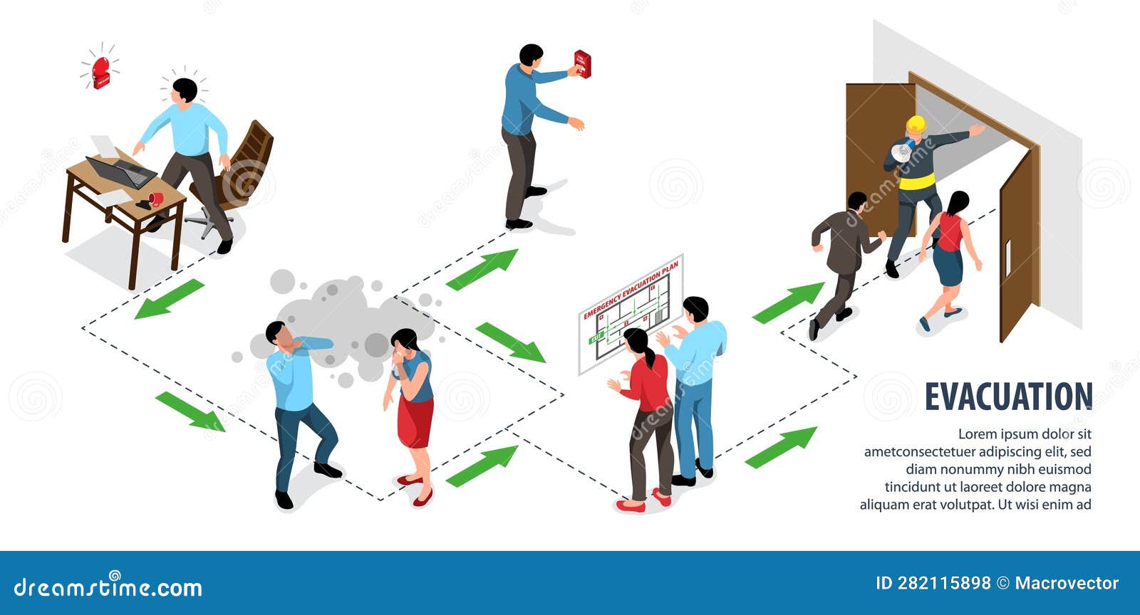 Isometric Evacuation Infographics Stock Vector - Illustration of secure ...