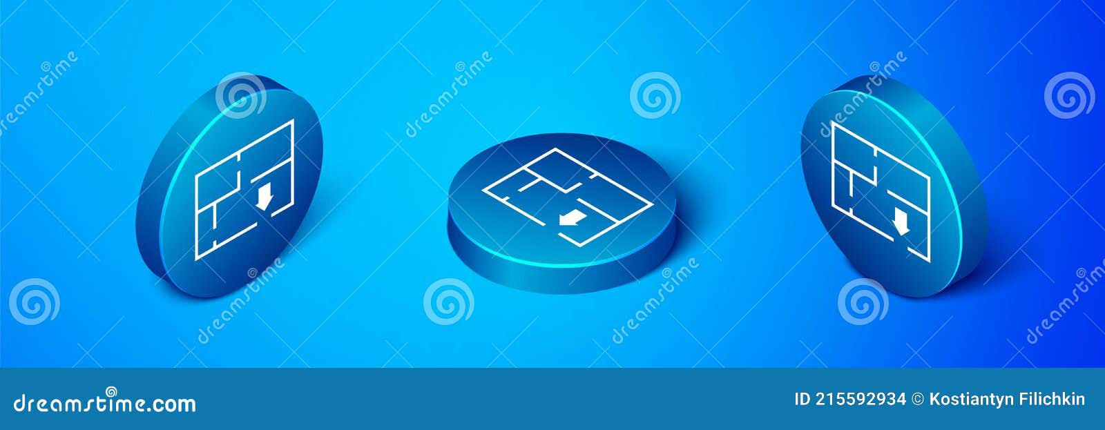 Isometric Evacuation Plan Icon Isolated on Blue Background. Fire Escape ...