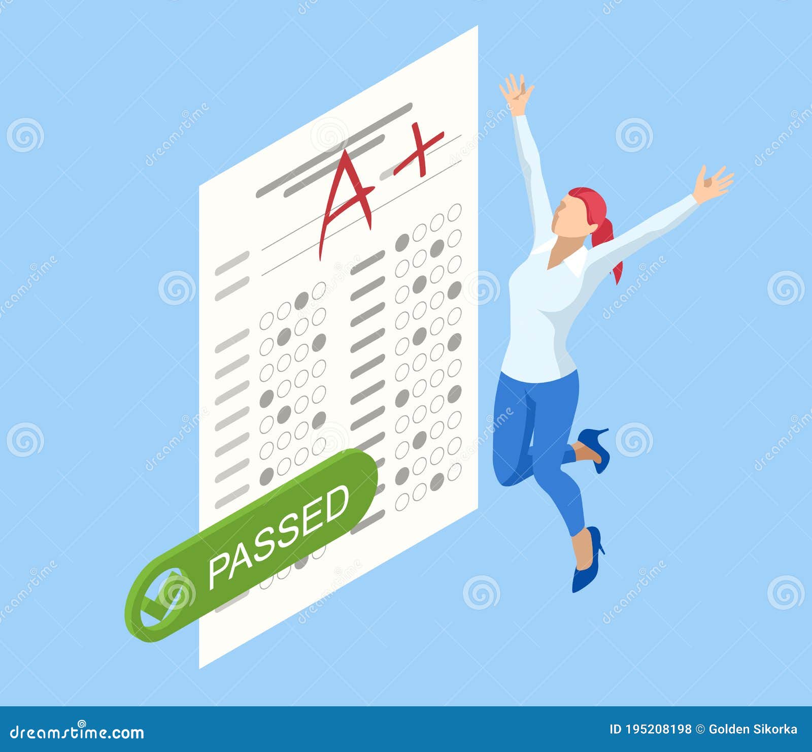 Isometric Exam Sheet with a Plus Grade, Flat Design. the Joy of a Good ... Isometric Exam Sheet with a Plus Grade, Flat Design. the Joy of a Good ...