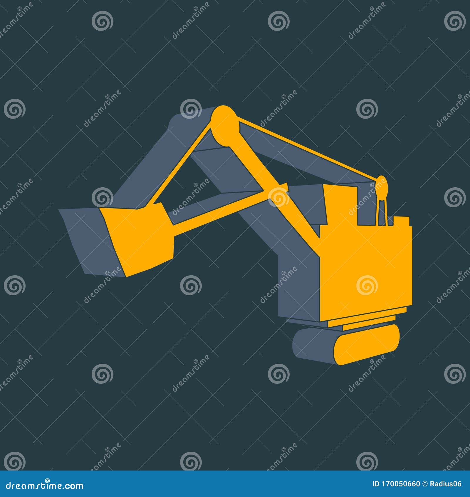 Isometric excavator icon. stock vector. Illustration of transport ...