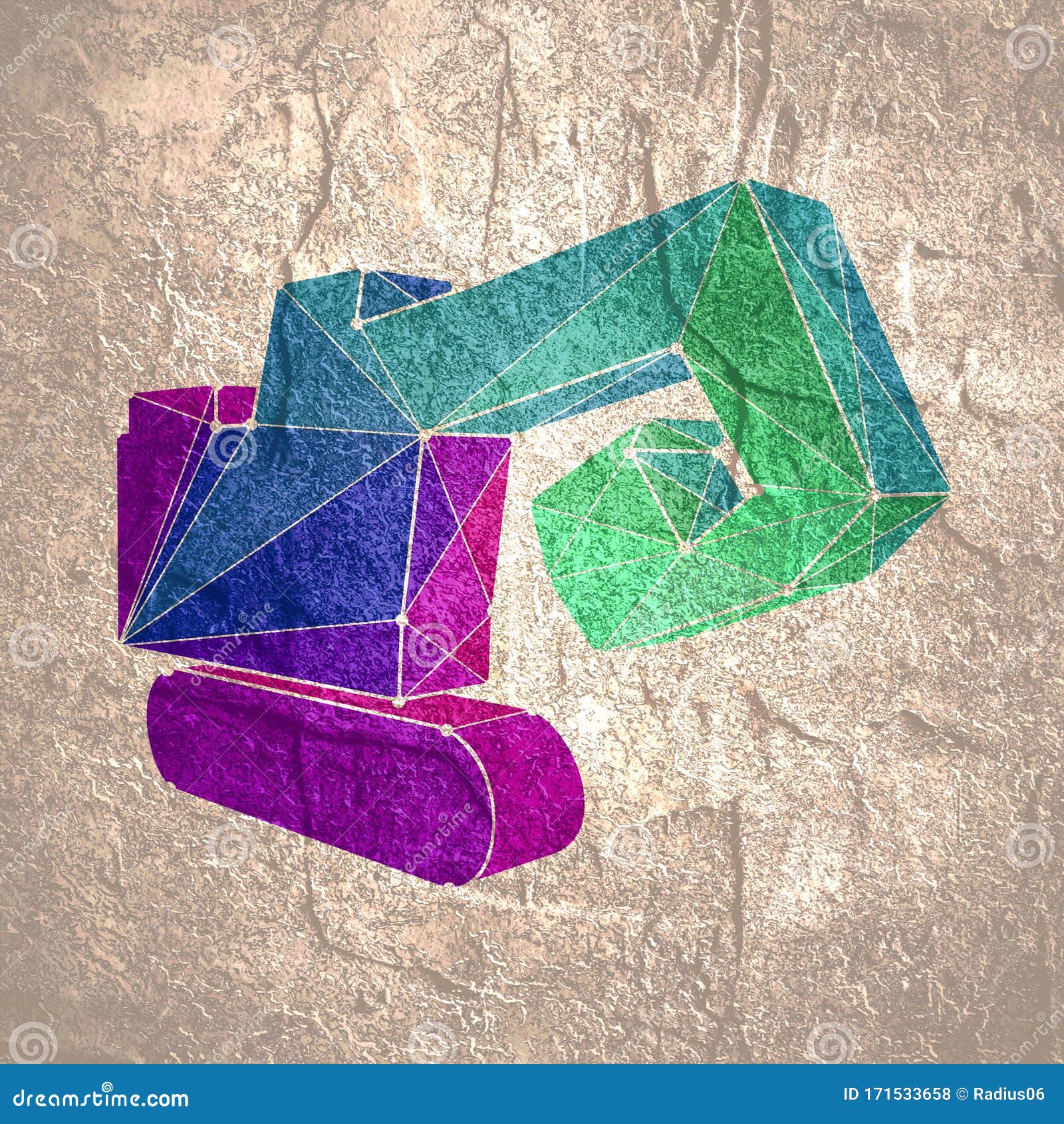 Isometric excavator icon. stock illustration. Illustration of ...