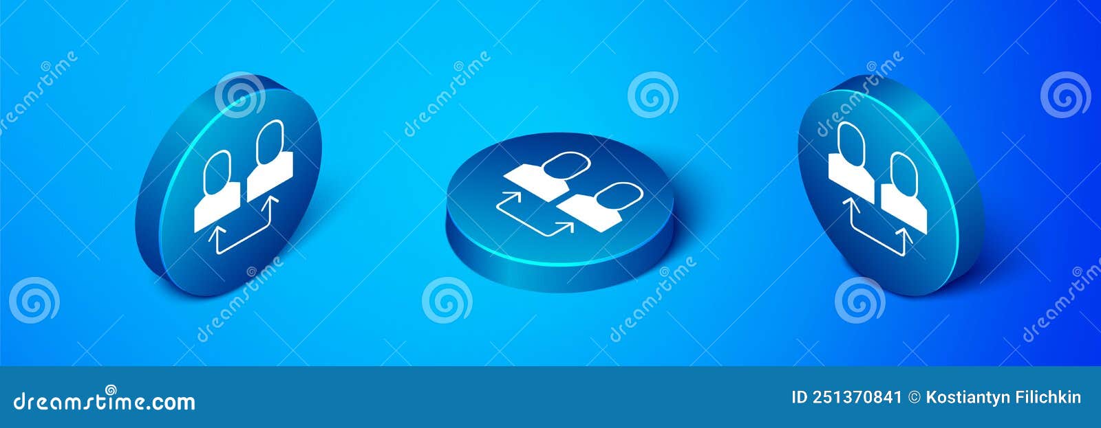 Isometric Exchange Work Icon Isolated on Blue Background. Information ...