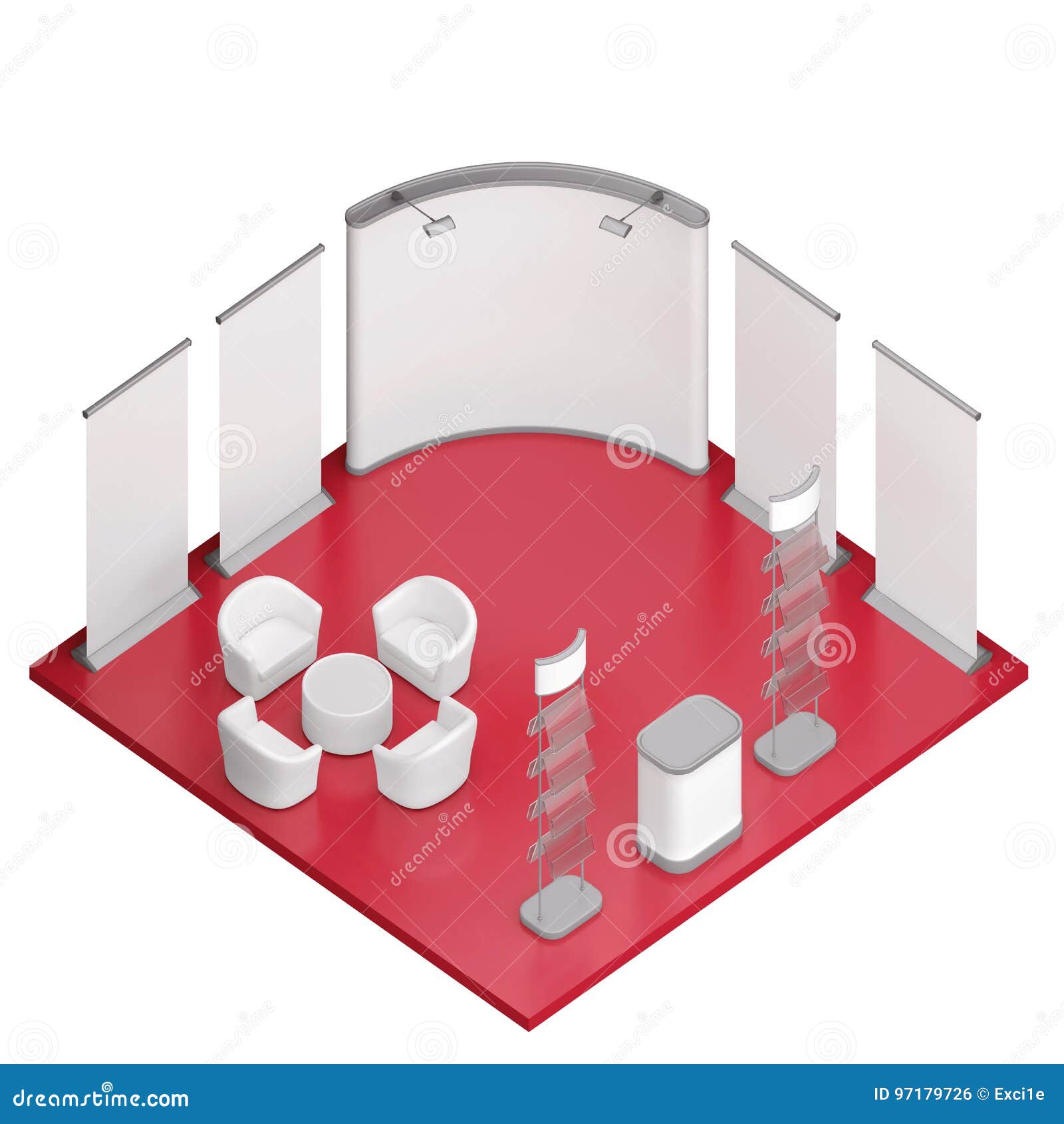 Isometric Exhibition Booth Stand Stock Illustration - Illustration of ...