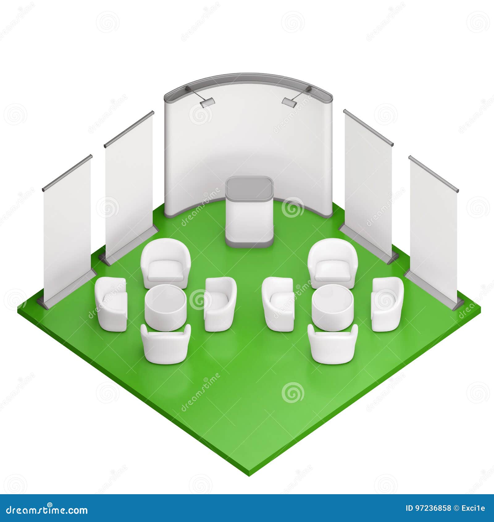 Isometric Exhibition Booth Stand Stock Illustration - Illustration of ...