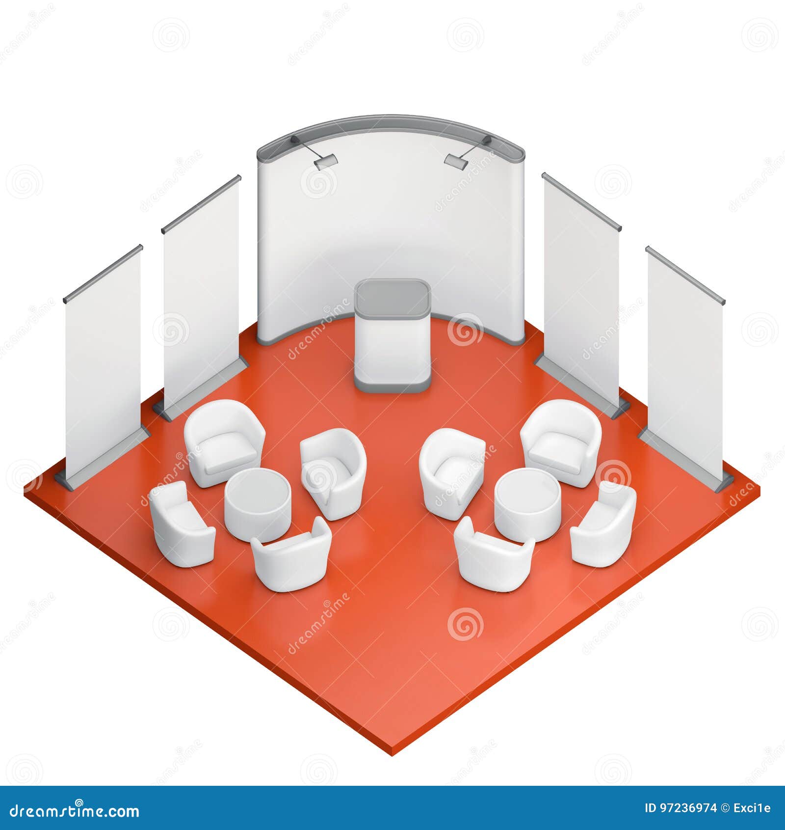 Isometric Exhibition Booth Stand Stock Illustration - Illustration of ...