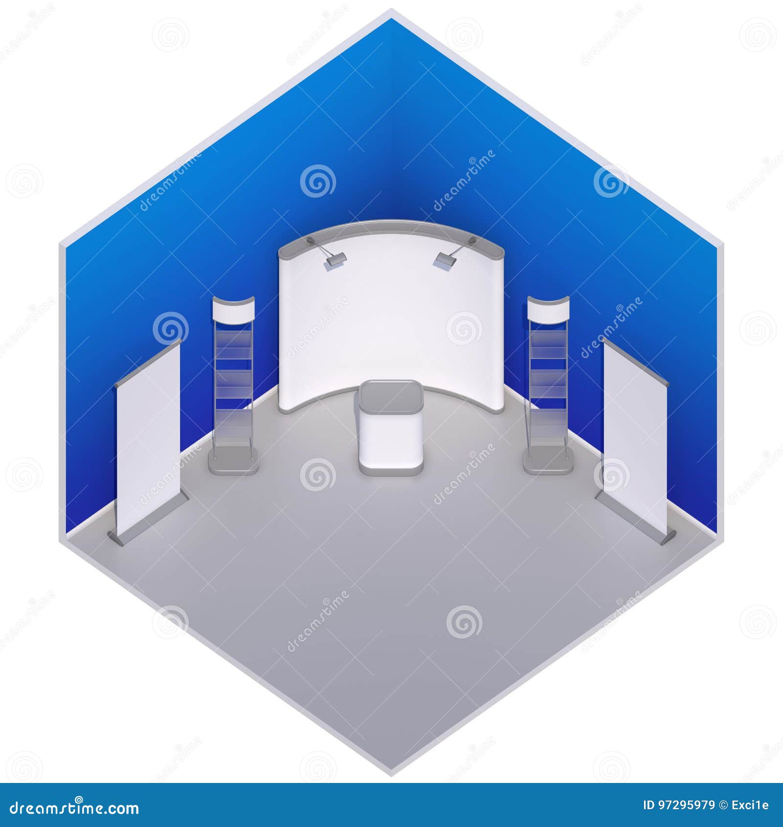 Isometric Exhibition Booth Stand Stock Illustration - Illustration of ...