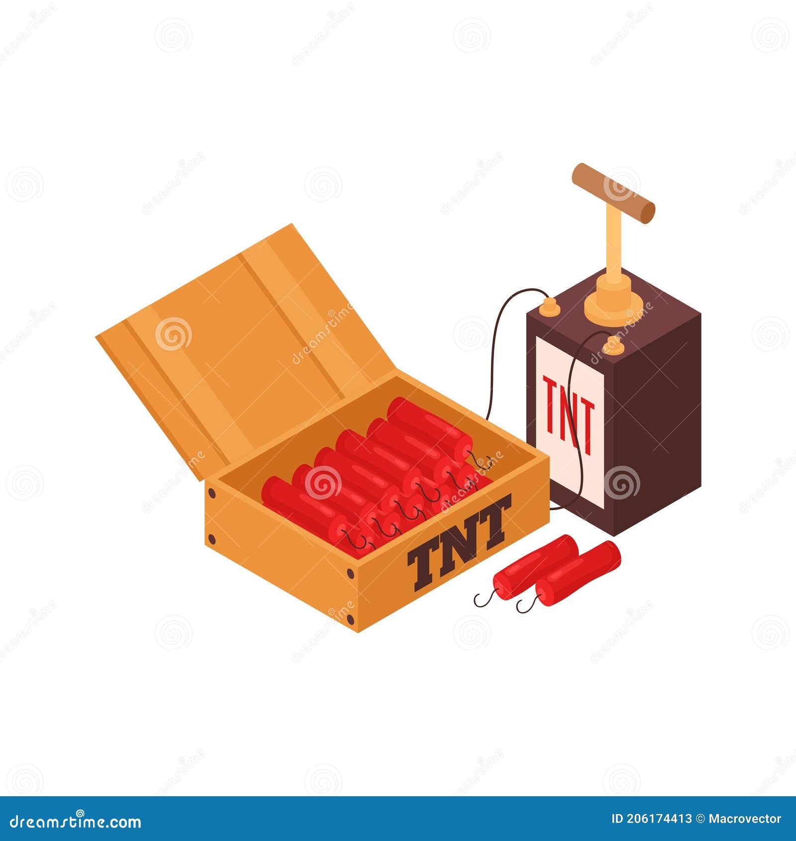 Isometric Explosives Vector Illustration Stock Vector - Illustration of ...