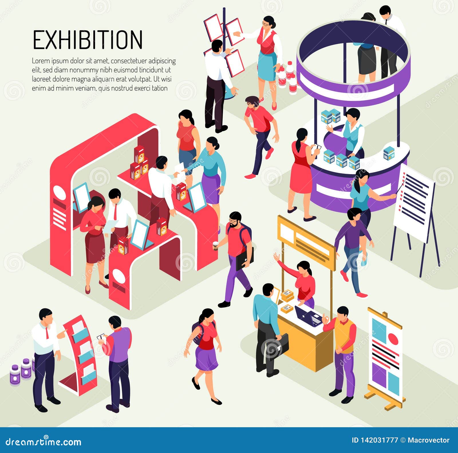 Exhibition Isometric Expo Background Cartoon Vector | CartoonDealer.com ...