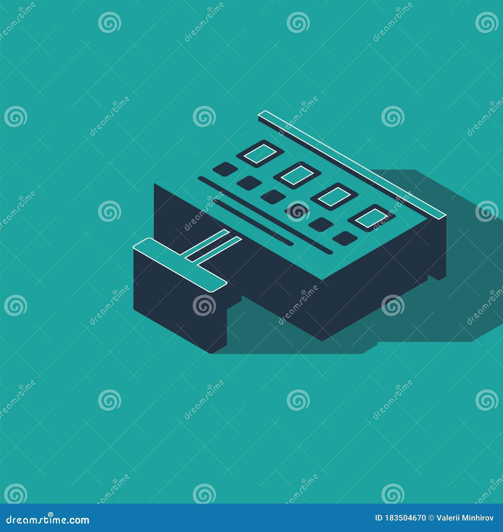 Isometric Eye Test Chart Icon Isolated On Green Background. Poster For ...