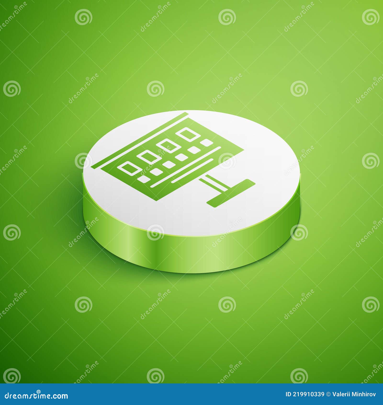 Isometric Eye Test Chart Icon Isolated on Green Background. Poster for ...