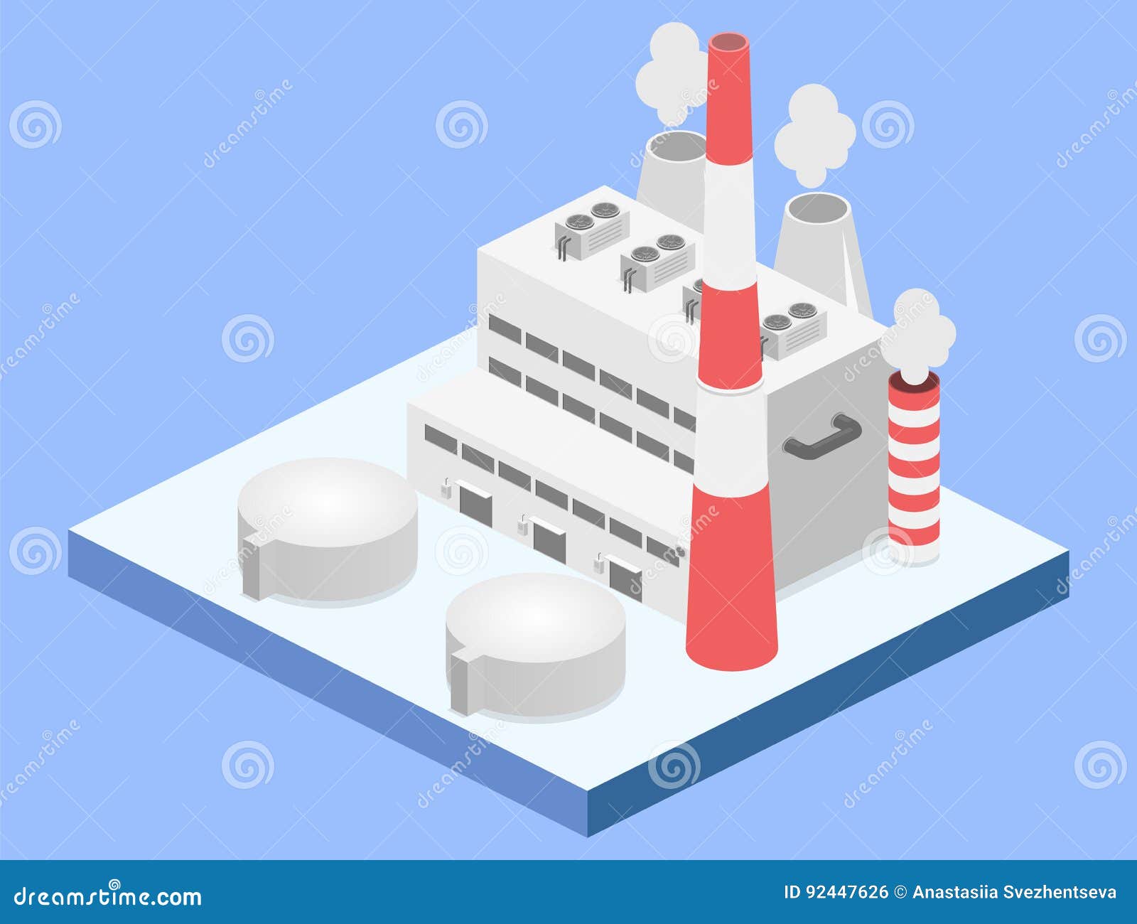 Isometric Facade of Building. Flat 3D of Factory Stock Illustration ...
