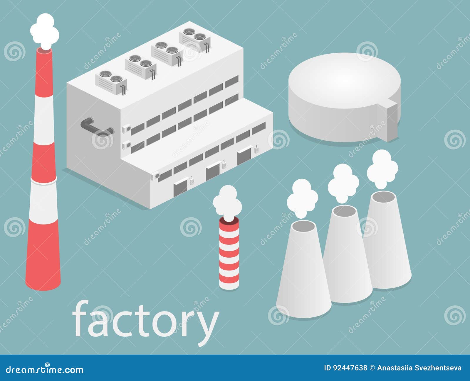 Isometric Facade of Building. Flat 3D of Factory Stock Illustration ...