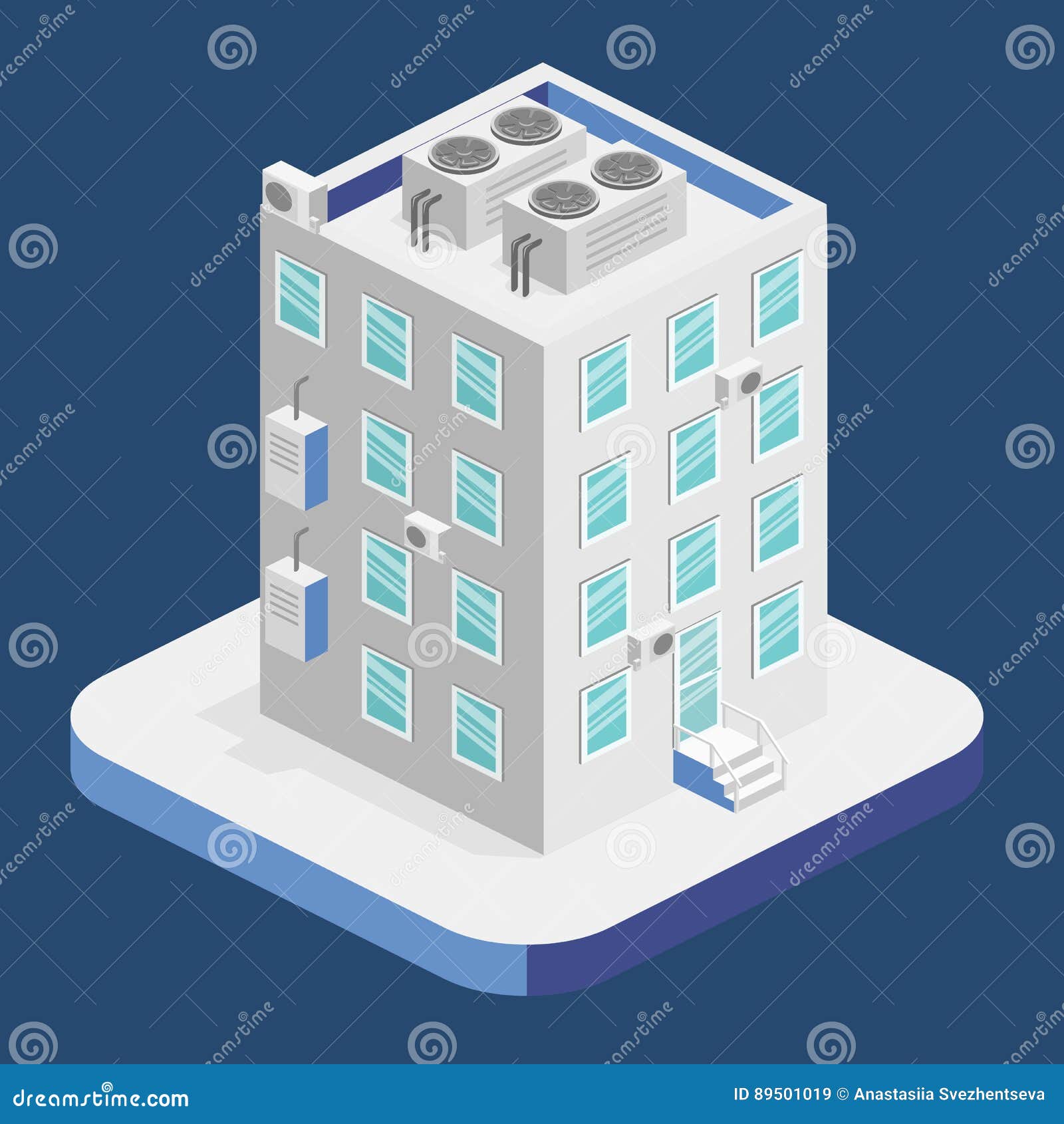 Isometric Facade of Building. Flat 3D Illustration Factory Stock ...