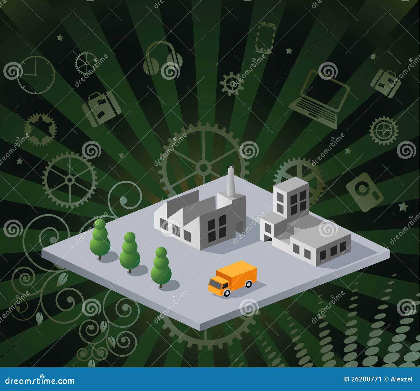 Isometric factory stock vector. Illustration of city - 26200771