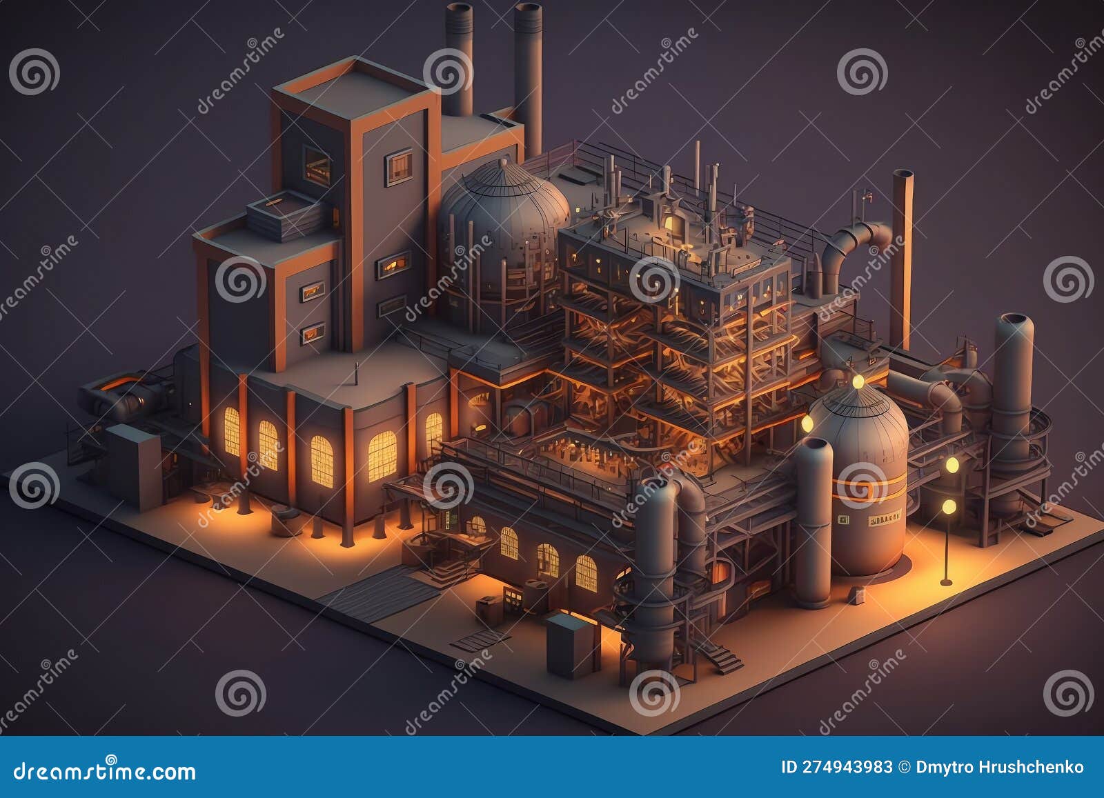 Isometric Factory Building with Pipes. Generative AI Stock Image ...