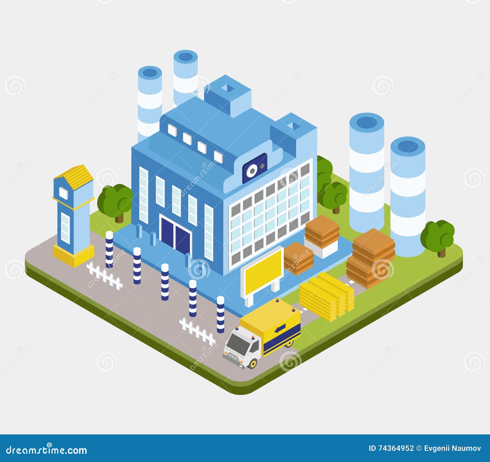 Isometric Factory Building stock illustration. Illustration of ...