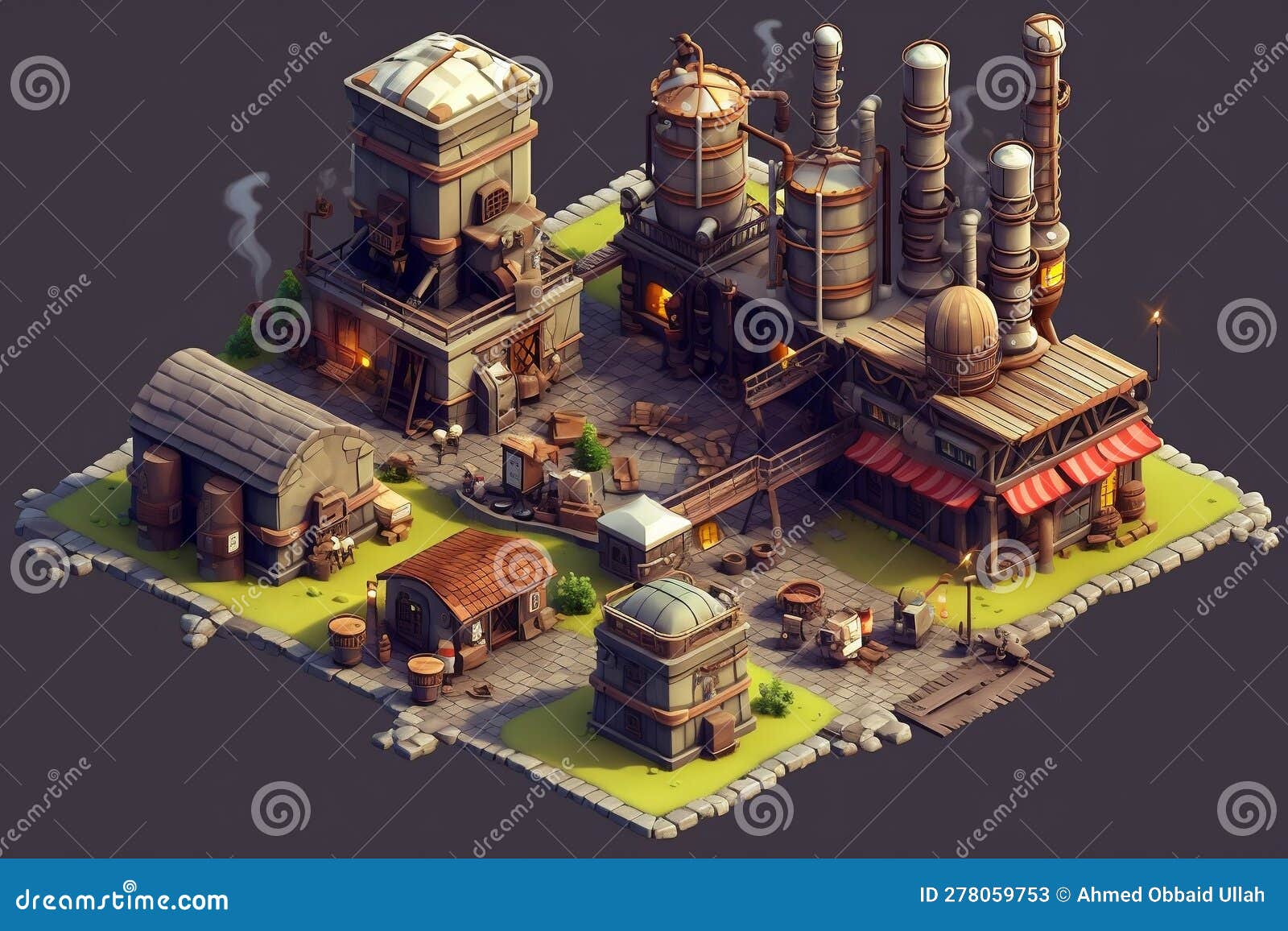 Isometric Factory for Game Asset. ,Generative Ai Stock Illustration ...