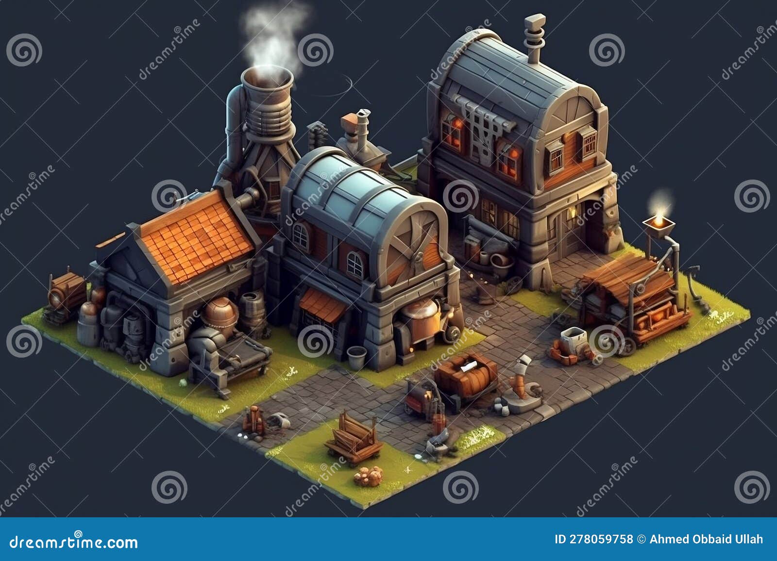 Isometric Factory for Game Asset. ,Generative Ai Stock Illustration ...