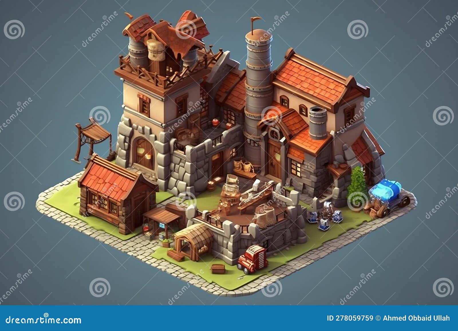 Isometric Factory for Game Asset. ,Generative Ai Stock Illustration ...