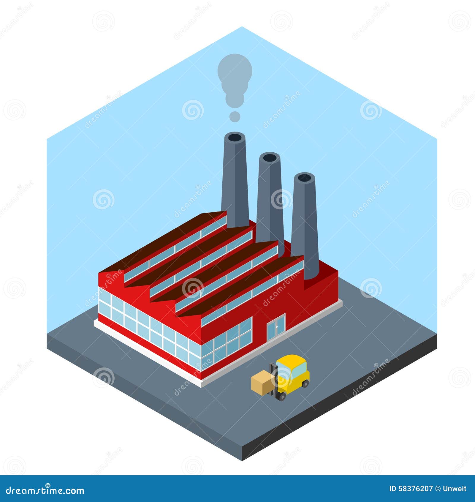 Isometric factory stock vector. Illustration of industrial - 58376207
