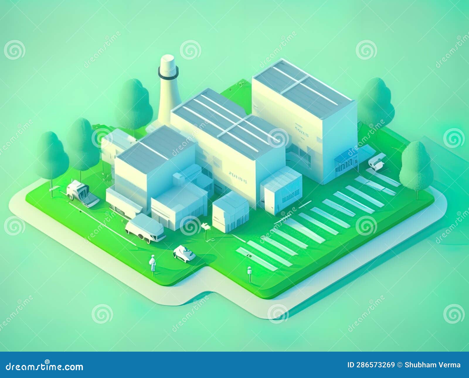 Isometric Factory, 3 0 Rendering Stock Illustration - Illustration of ...