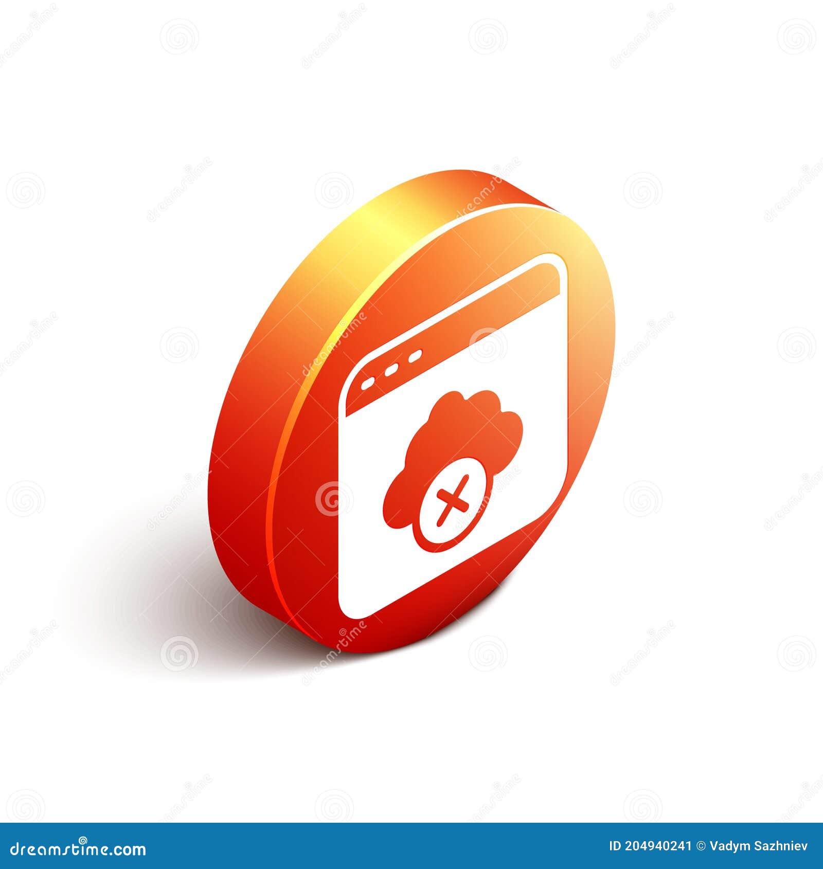 Isometric Failed Access Cloud Storage Icon Isolated on White Background ...