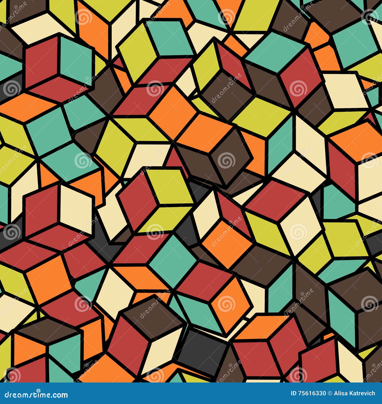 Isometric Fall Cubes Seamles Texture Background. Vector Stock Vector ...