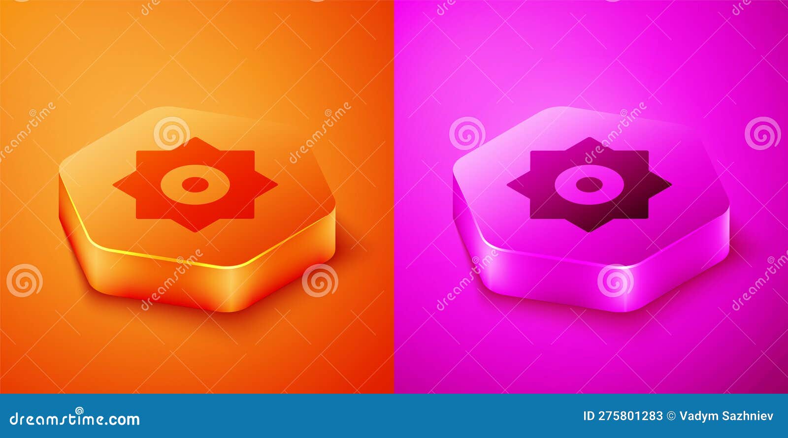 Isometric Falling Star Icon Isolated on Orange and Pink Background ...