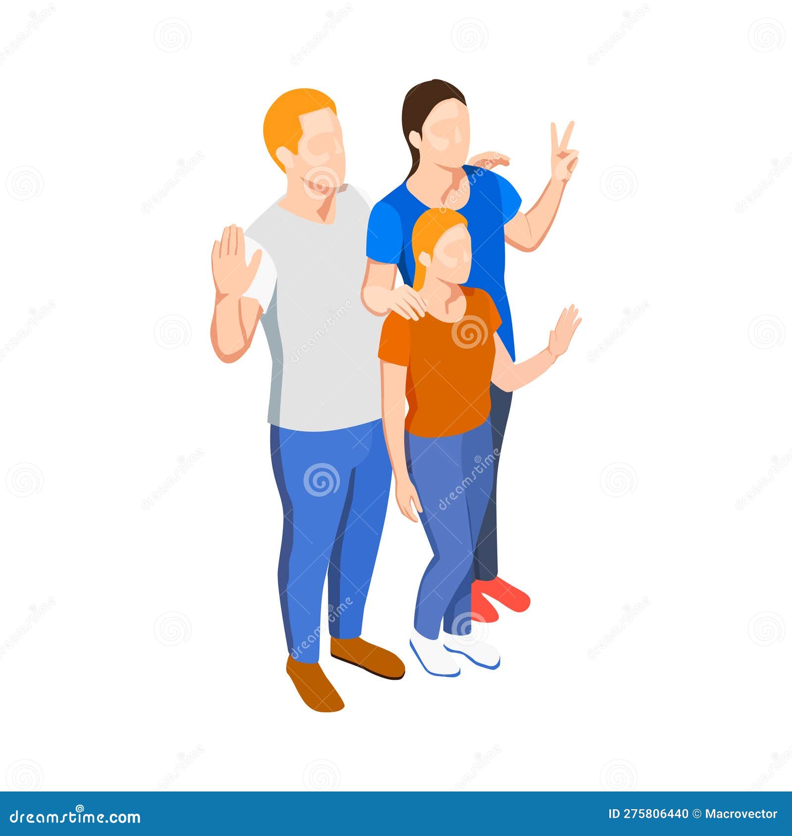 Isometric Family. Children Parents In Different Home And Outdoor ...