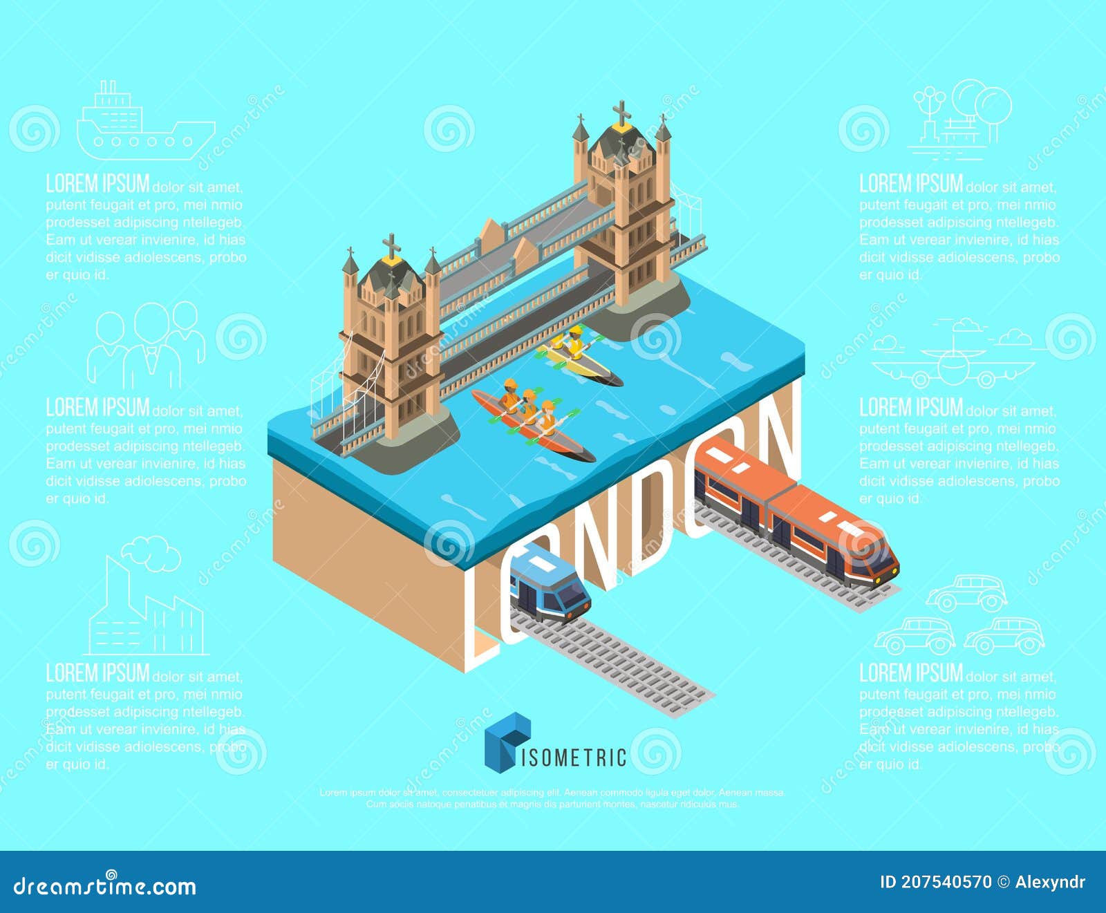 Isometric Famous Place in London Tower Bridge, Vector Illustration ...